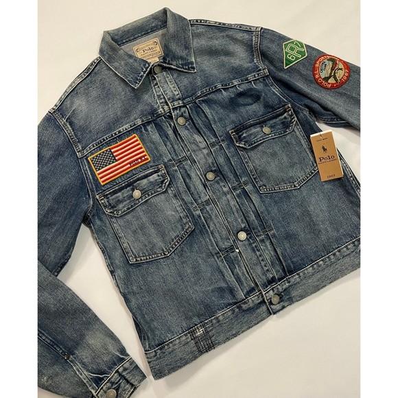 Jackets & Coats | Rare New Polo Ralph Lauren Sportsman Denim Jacket Sz M Bear | Poshmark